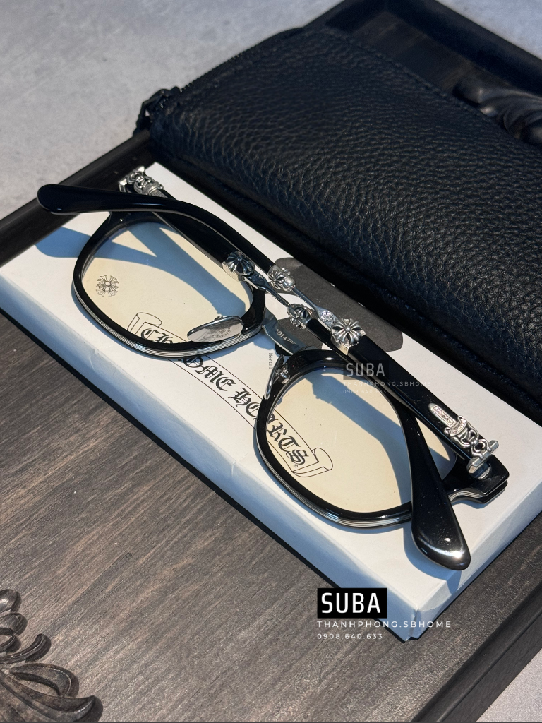 Kính Chrome Hearts Buck Butter | Bạc 925s – Đen/Trong – Suba Homee